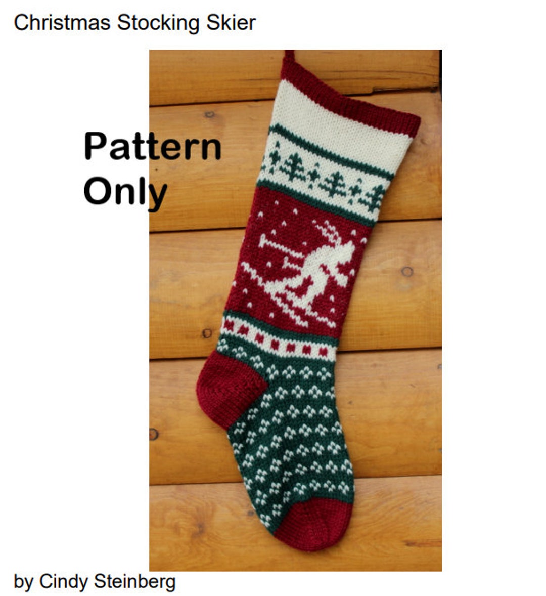 Christmas Stocking Knitting Pattern Skier - Etsy