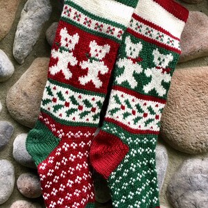 Knit Christmas Stocking Teddy Bear, Handmade, Ready to Ship ...