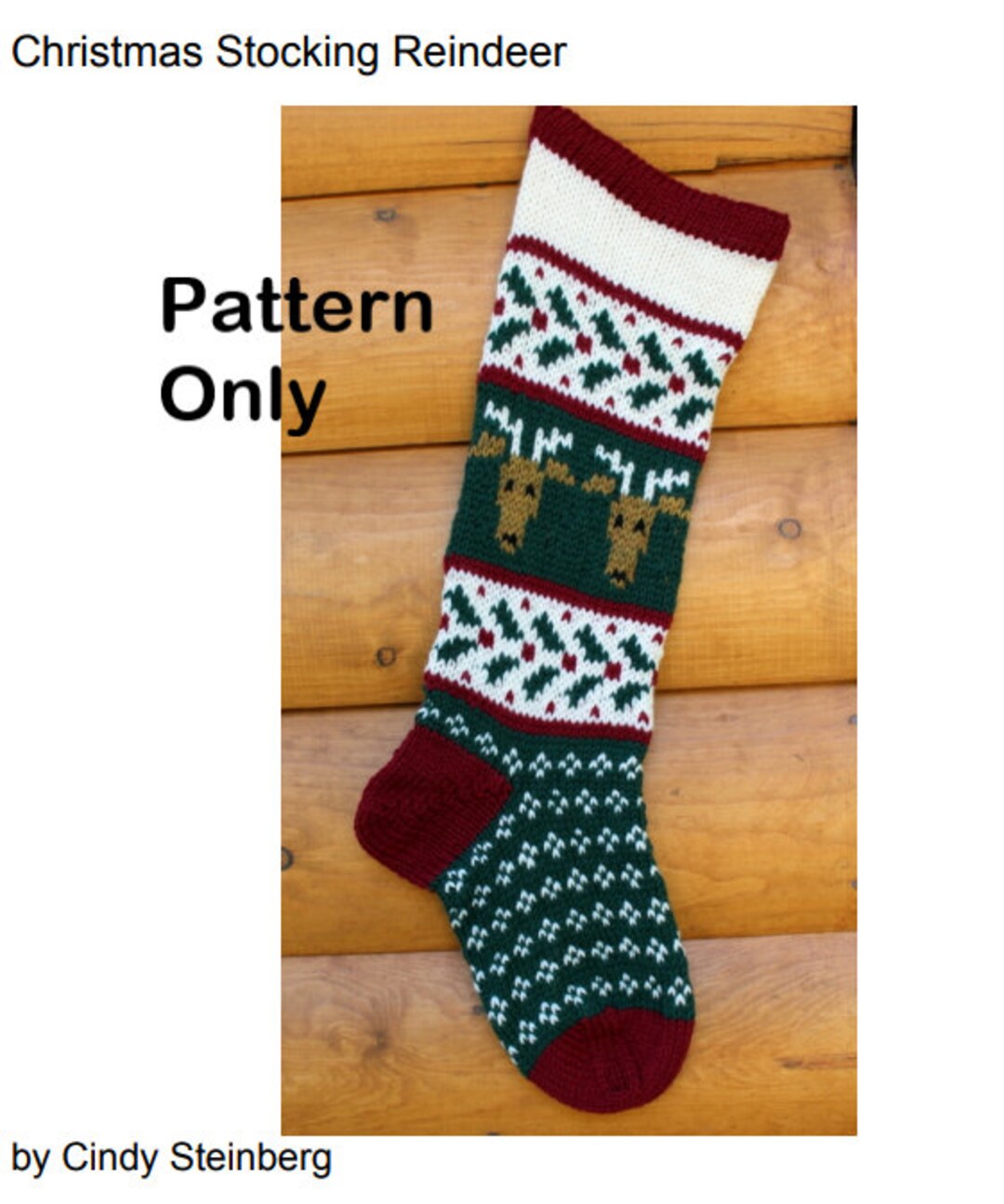 Christmas Stocking Knitting Pattern Reindeer - Etsy
