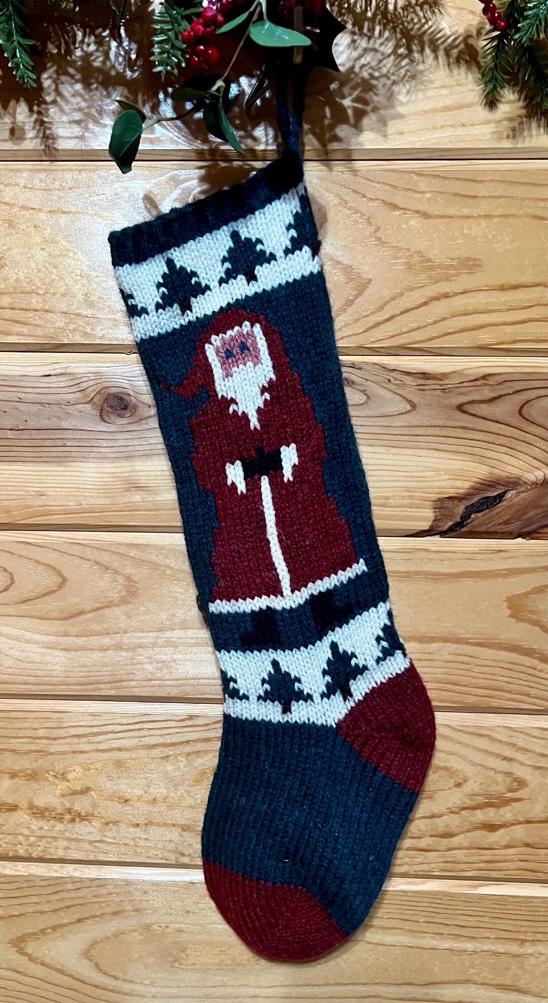 Original Christmas Cove Stocking, Hand Knit Stocking, Vintage Knit ...