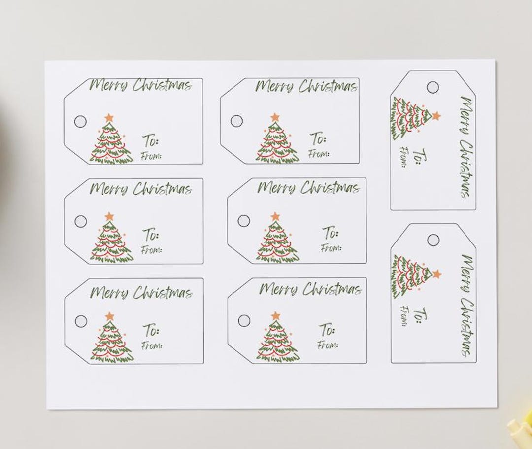 Christmas Tree Gift Tag Template - Etsy