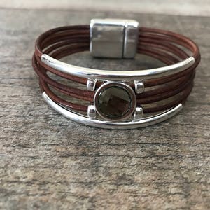 Swarovski Bracelet / Leather Bracelet /solid Sterling Silver - Etsy