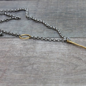 Mixed Metals Long Necklace /statement Necklace/ Industrial Modern Look ...