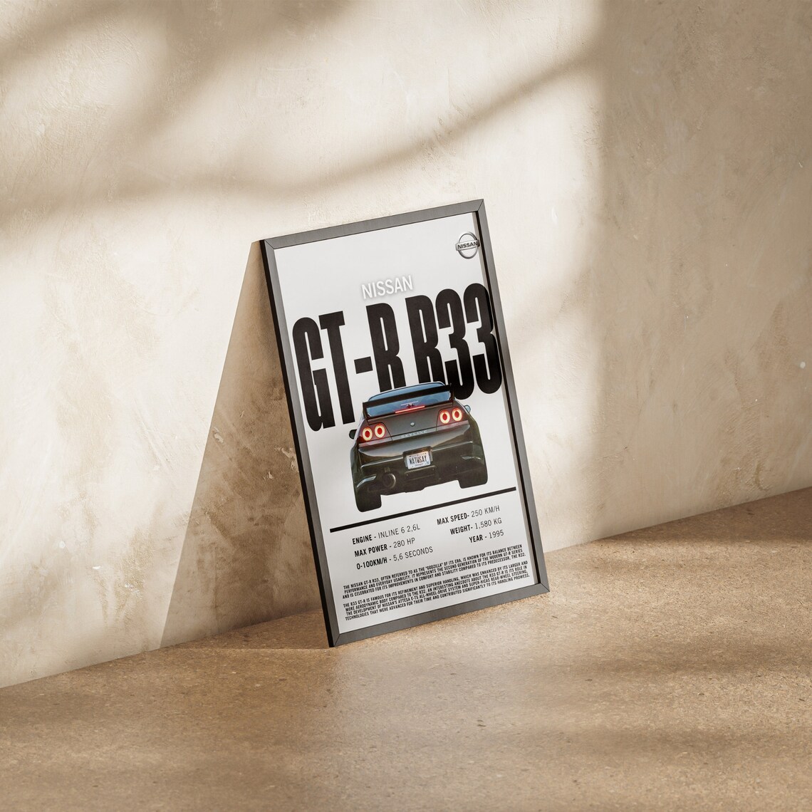 Nissan GTR R33 Poster Supercar Lover Poster Japanese Iconic Print Sport ...