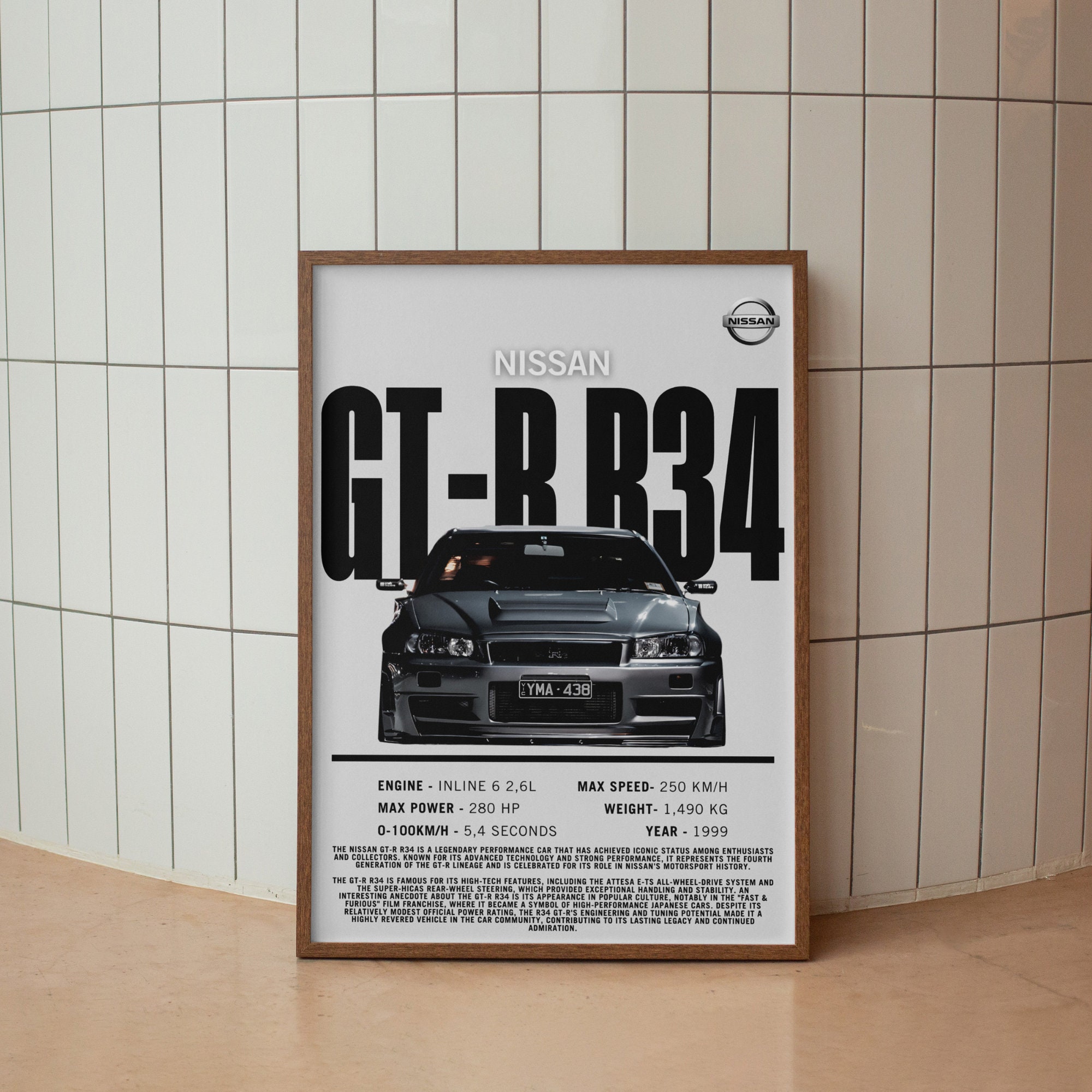 Nissan GTR R34 Poster Supercar Lover Poster Japanese Iconic Print Sport ...