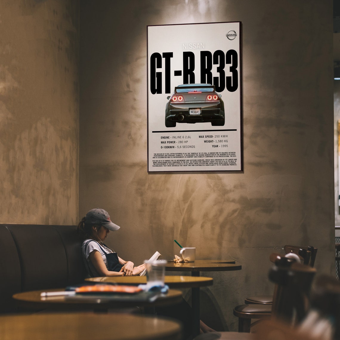 Nissan GTR R33 Poster Supercar Lover Poster Japanese Iconic Print Sport ...