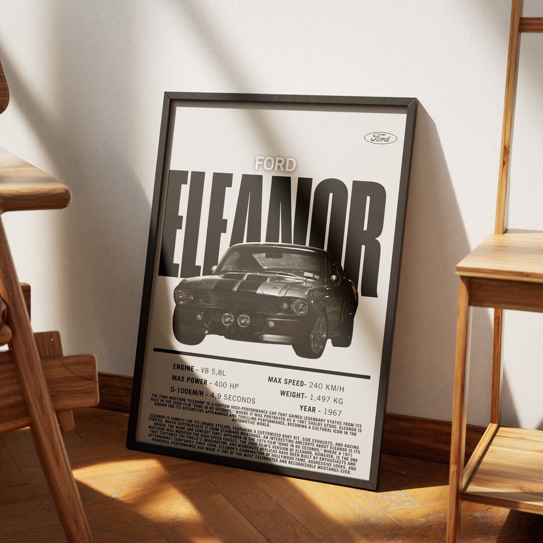 Eleanor Ford Mustang GT500 Poster Pony Supercar Poster Classic American ...