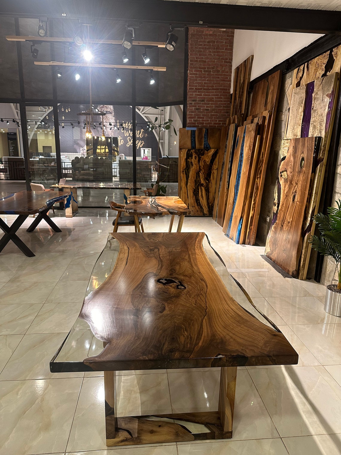 Clear Epoxy Walnut Table - Etsy