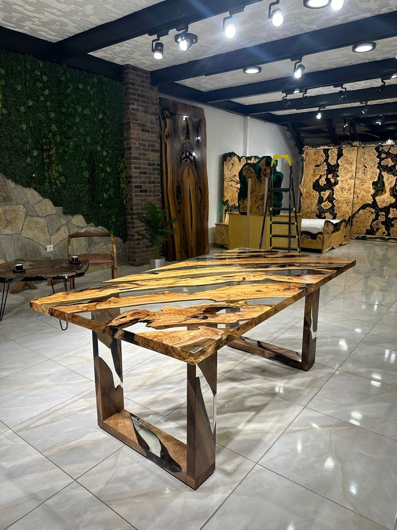Olive Wood Table With Transparent Epoxy - Etsy