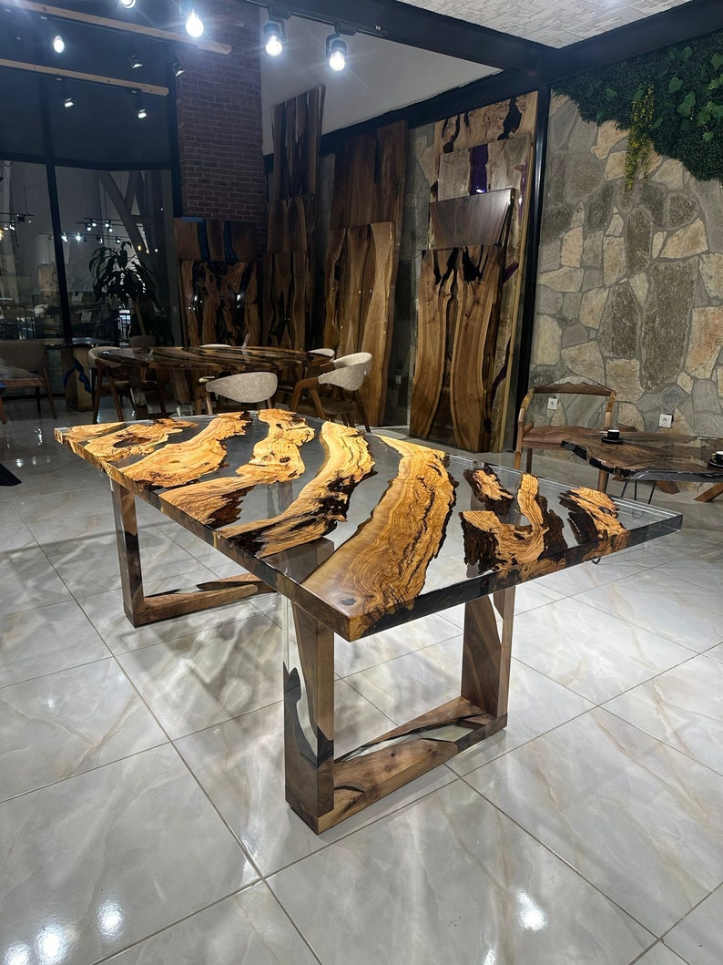 Olive Wood Table With Transparent Epoxy - Etsy