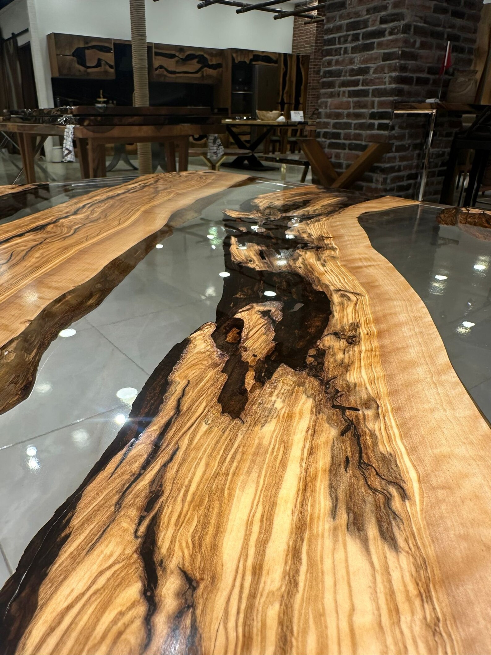 Olive Wood Table With Transparent Epoxy - Etsy