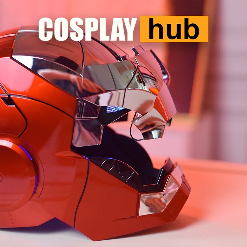Custom Iron Man Helmet, Voice Activated, Leds on Ears - Silver and Red ...