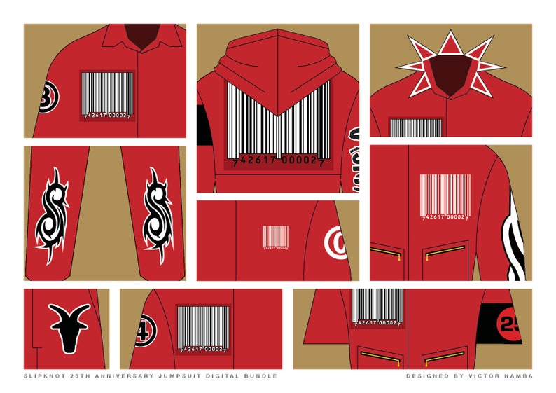 Shawn Crahan Slipknot 2024 NEW 25th Anniversary Jumpsuit digital Design ...