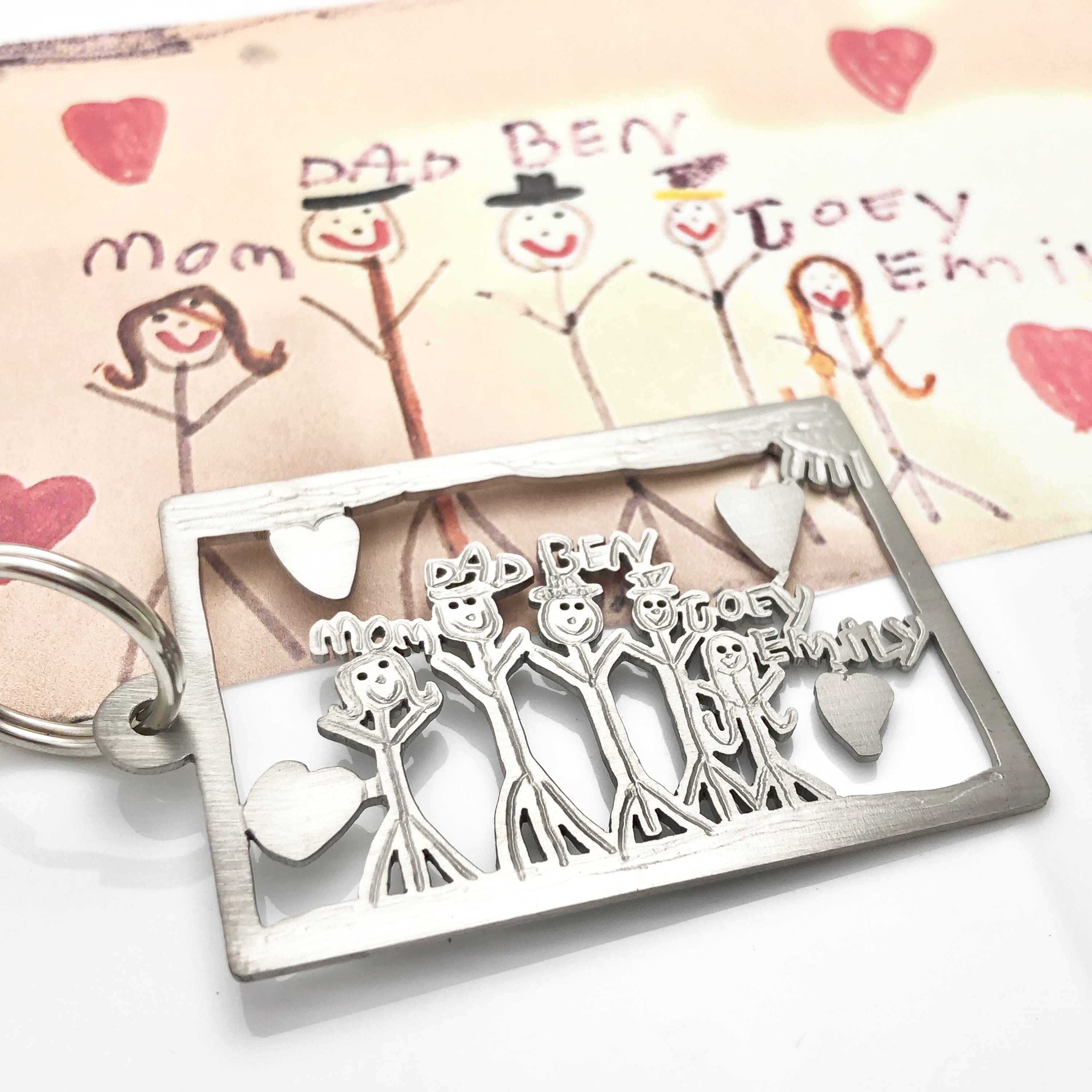 Your Child's Drawing as Keychain Custom Handmade Titanium - Etsy Canada