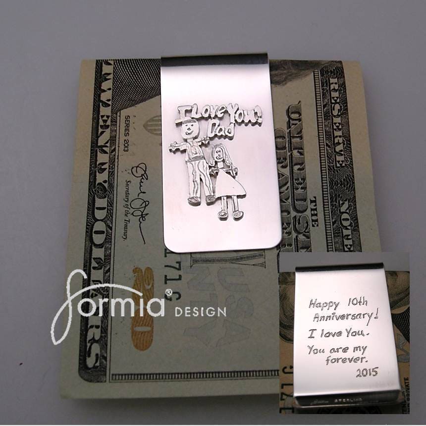 Your kids art on a silver money clip personalized money clip | Etsy