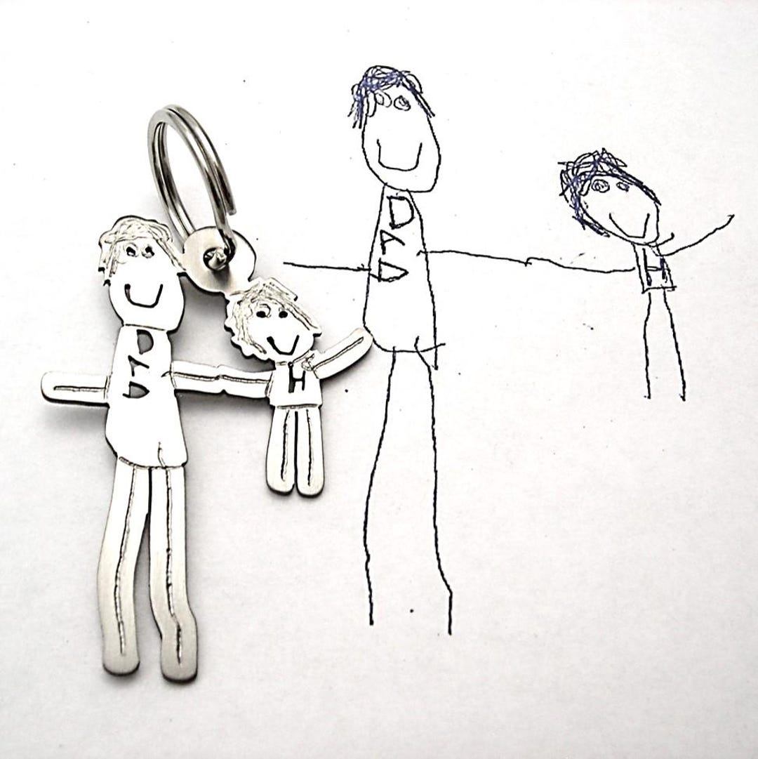 Your Child's Drawing on Key Chain for DAD, Durable Sentimental Keychain ...