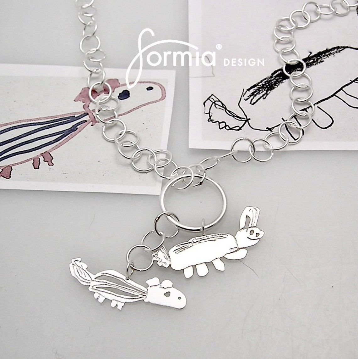 Drawings as a Cluster of Charms Necklace -create Your Own Charm ...