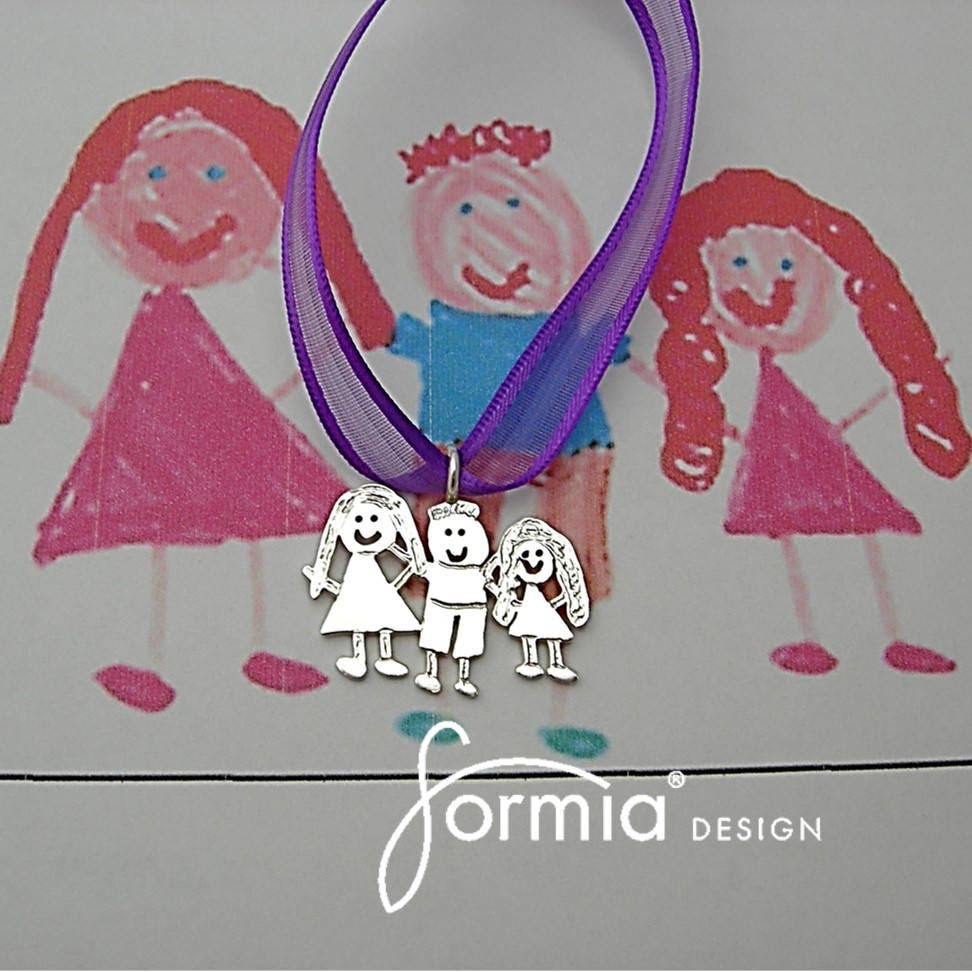 Art Silver Charm- Kids Doodle on Bracelet Charm- Kids Portrait Charm ...