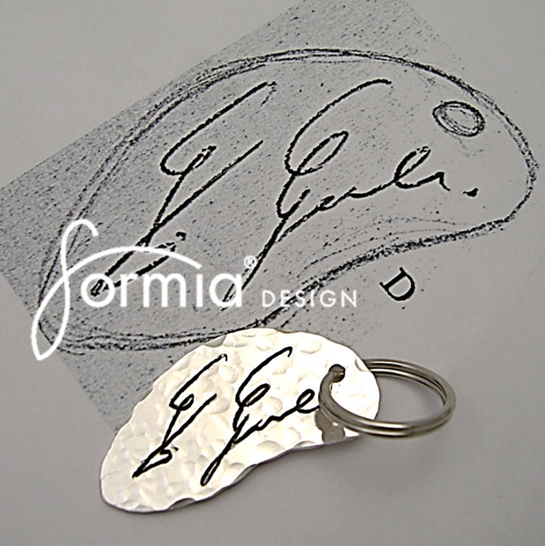 Engraved Signature, Autograph Key Chain , Actual Handwriting in Silver ...