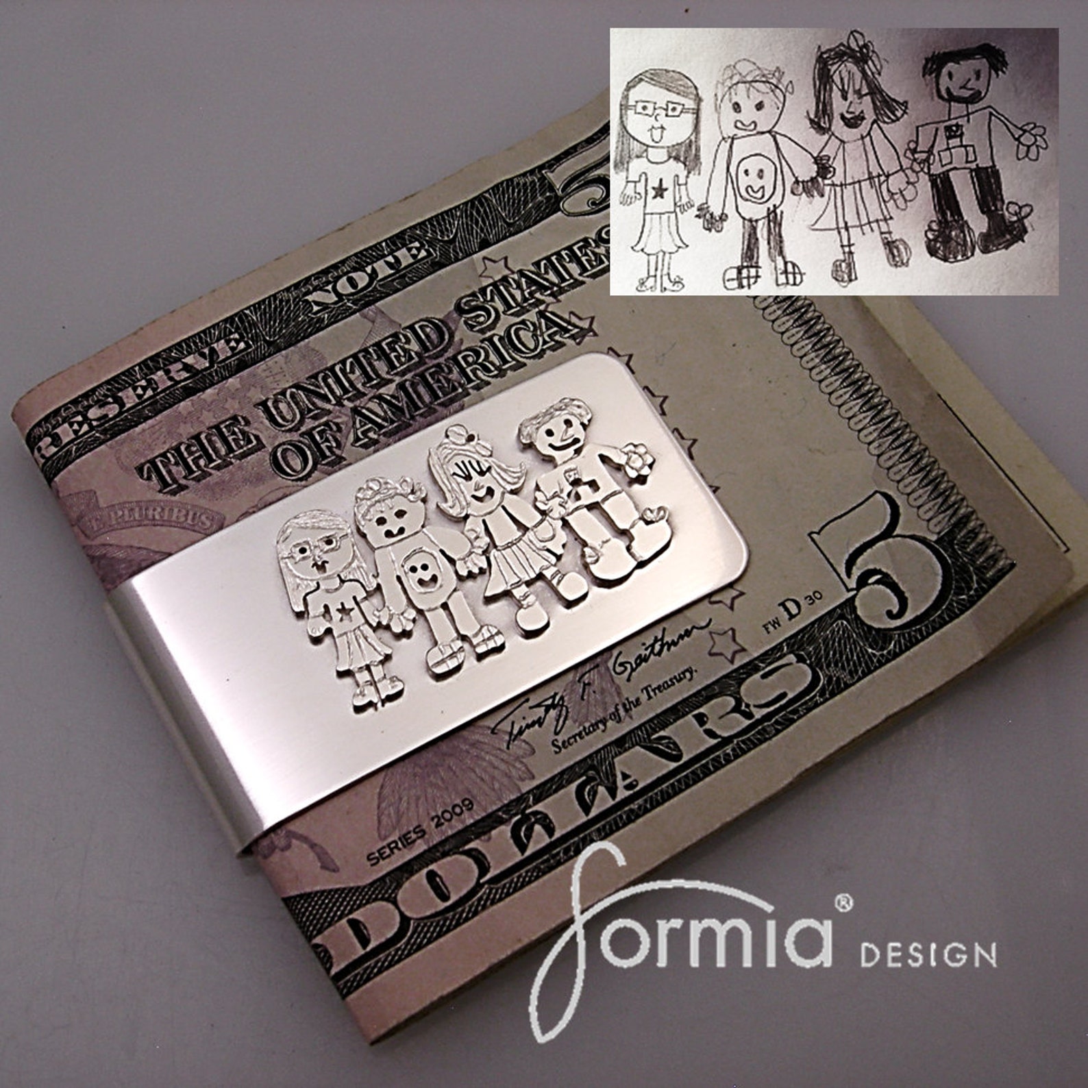 Your Kids Art on a Silver Money Clip, Personalized Money Clip, Your ...
