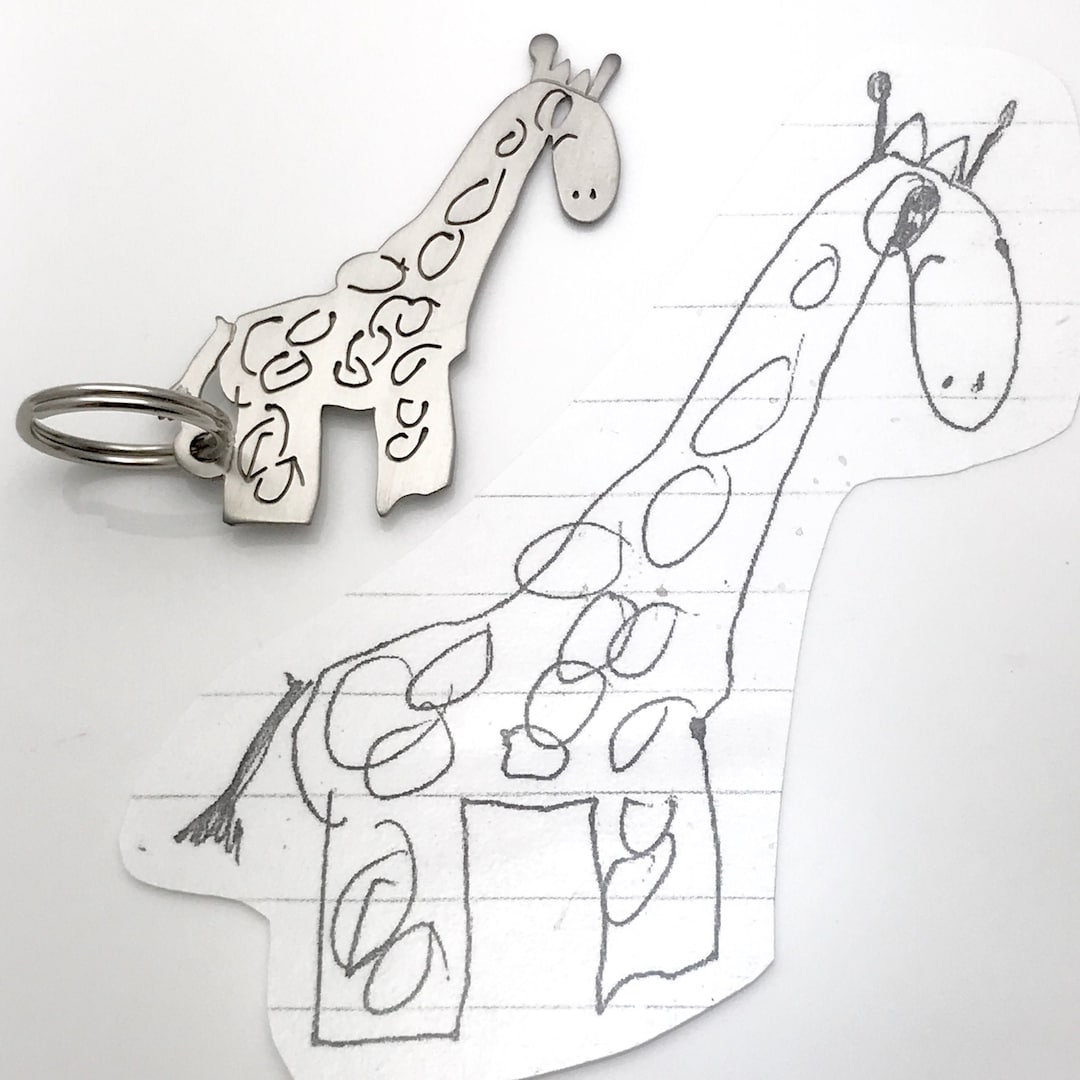 Your Child's Drawing as Keychain- Custom Handmade Titanium Keychain ...