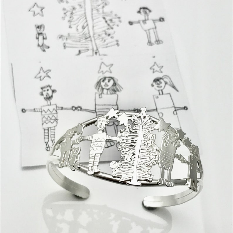 Your Own Art on a Cuff Bangle Bracelet Arm Cuff With Drawing - Etsy