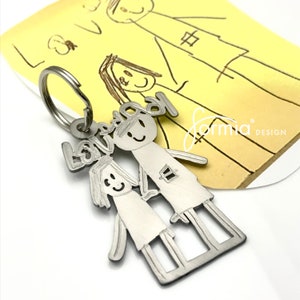 Your Child's Drawing on Key Chain for DAD, Durable Sentimental Keychain ...