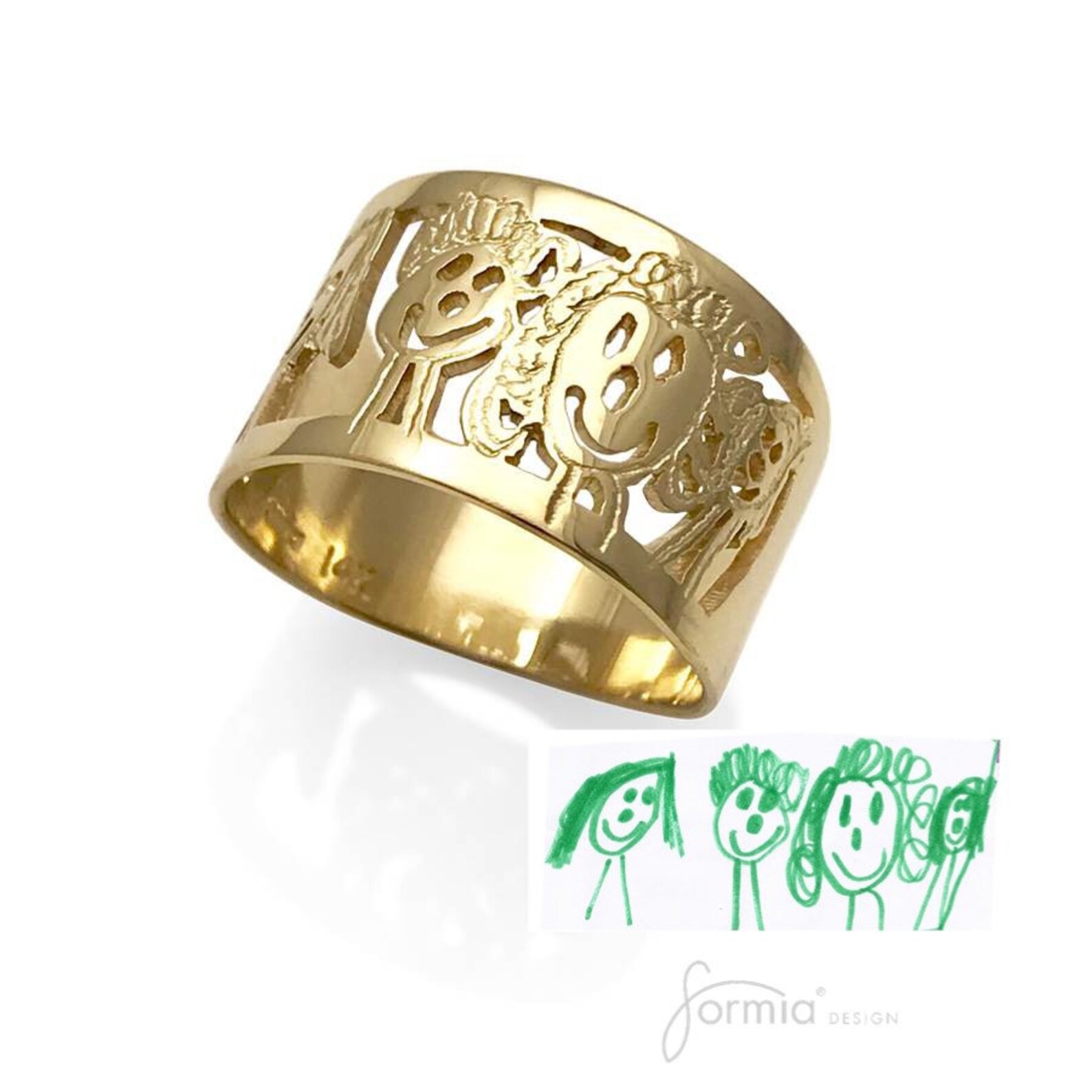 Drawing on Gold Ring Ring in Gold From Artwork Gold Ring - Etsy