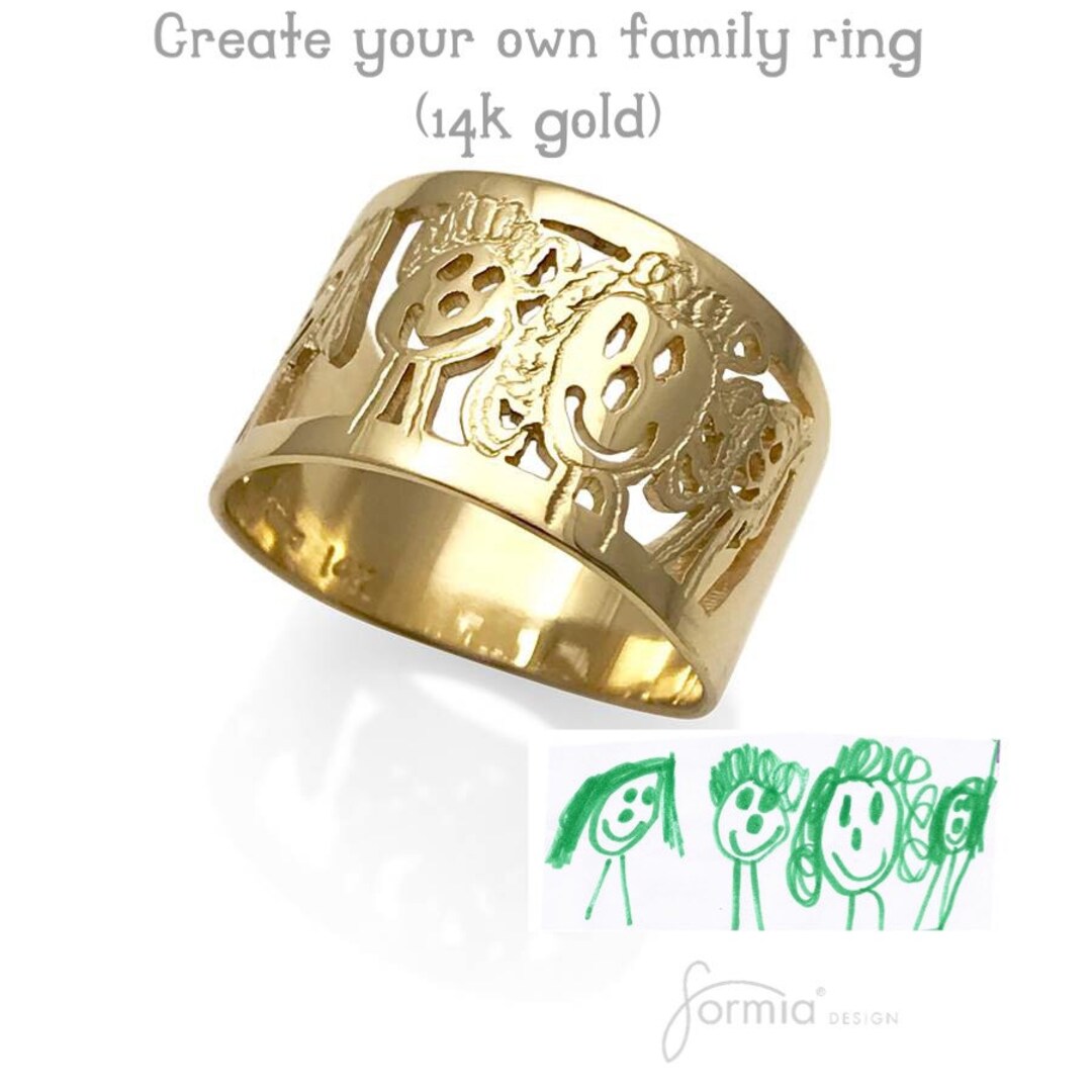 Drawing on Gold Ring- Ring in Gold From Artwork- Gold Ring From Kids ...