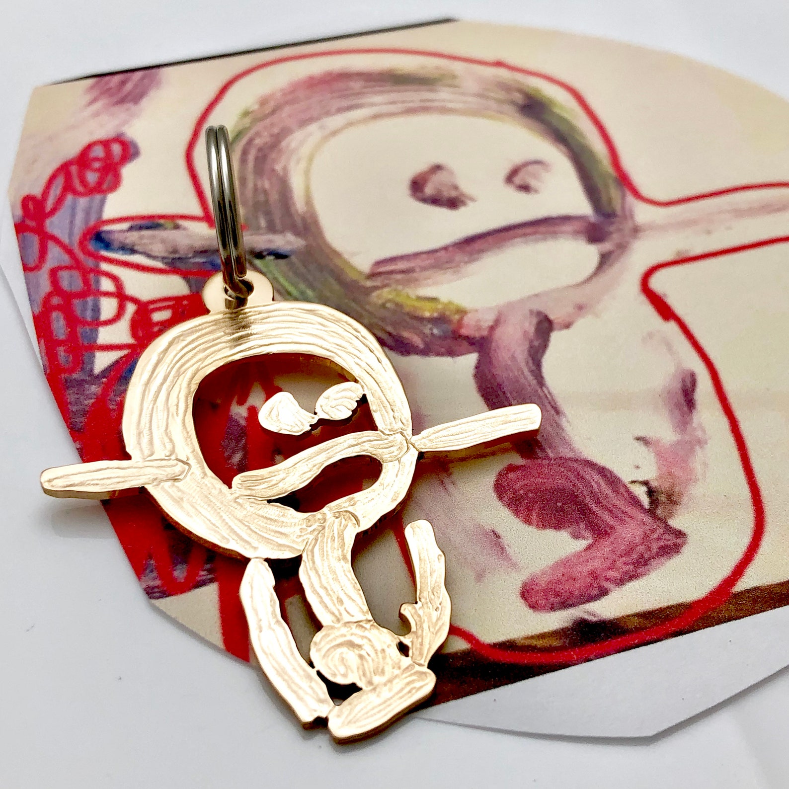 Bronze Key Fob With Your Childs Drawing Kids Art as a Key | Etsy