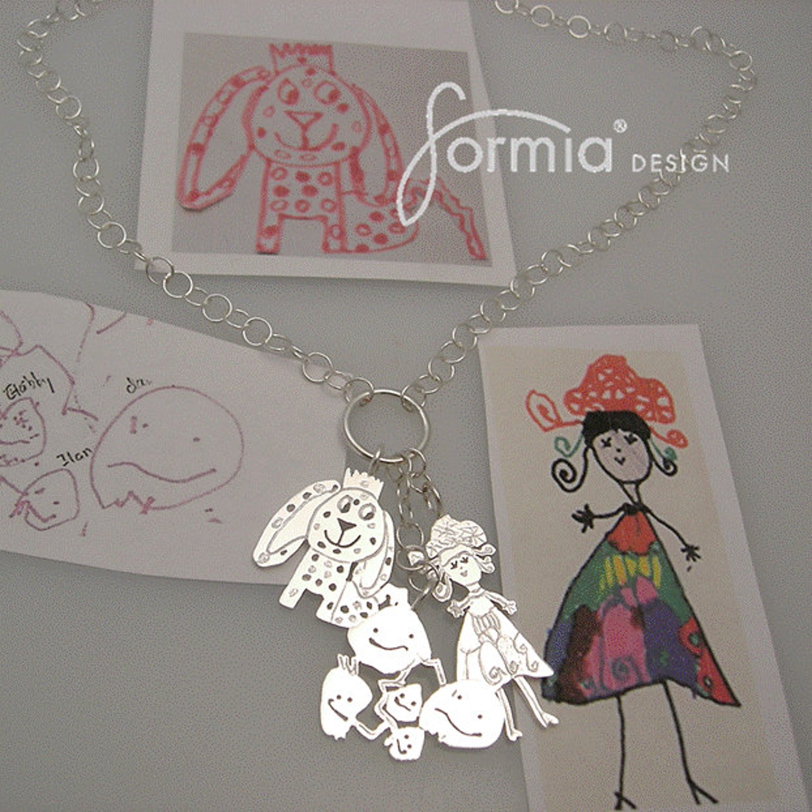Drawings as a Cluster of Charms Necklace create Your Own - Etsy