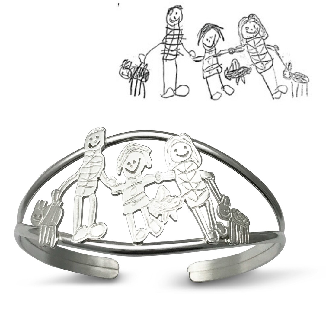 Your Own Art on a Cuff Bangle Bracelet, Arm Cuff With Drawing, Artwork ...