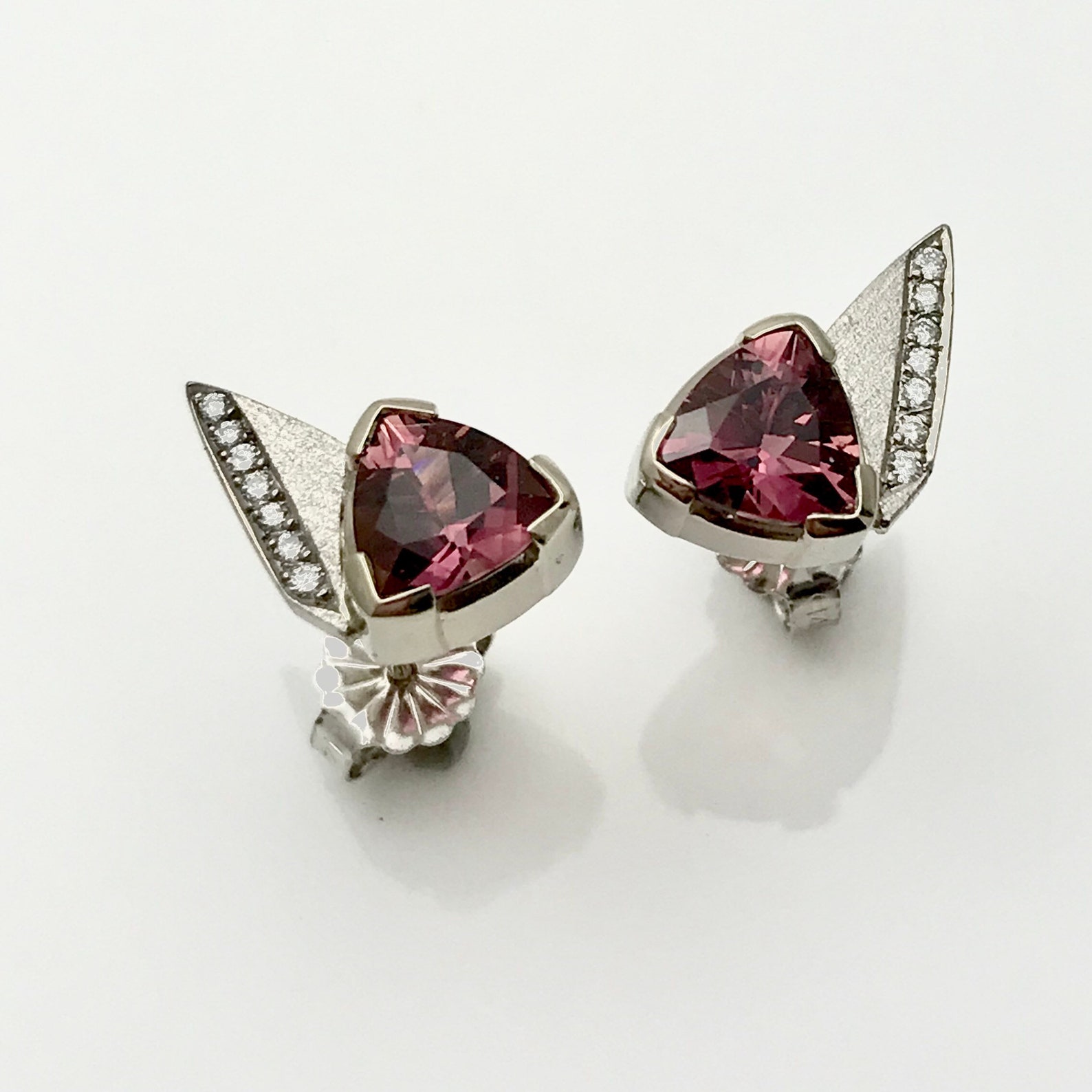 Pink Diamond Stud Earrings Pink Tourmaline Earrings | Etsy