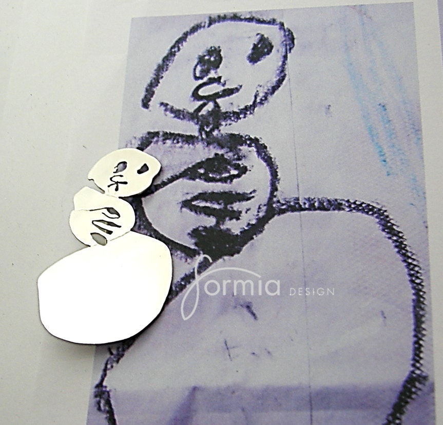 Silver Brooch With Your Childs Drawing Handmade Silver Pin | Etsy