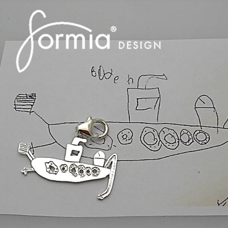 Art Silver Charm Kids Doodle on Bracelet Charm Kids Portrait | Etsy