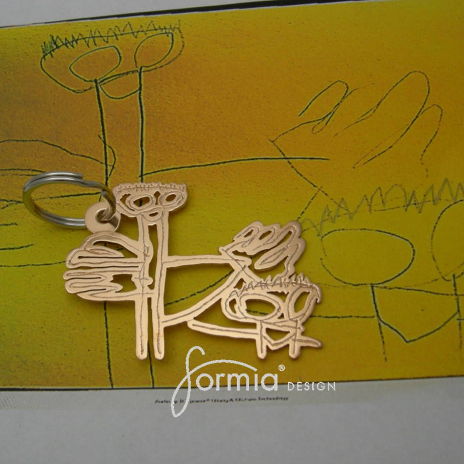 Bronze key fob with your childs drawing kids art as a key | Etsy