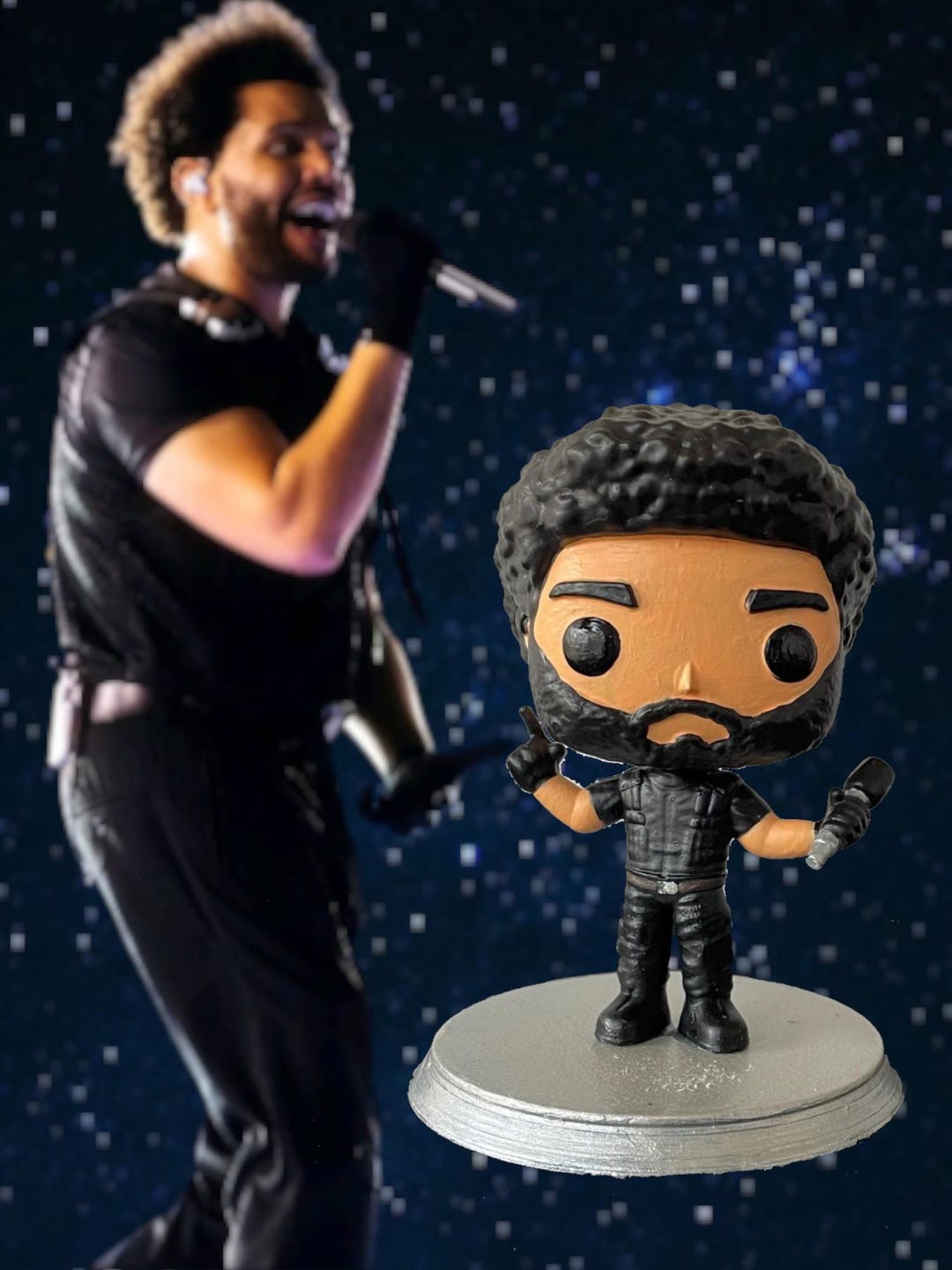 Custom 3D Printed Music Figurine – Handmade Vinyl-style the Weeknd Live ...