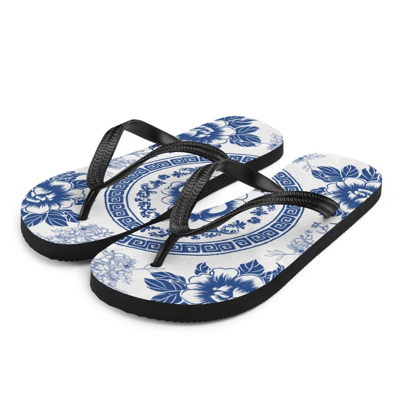 Chinese Porcelain Flip-flops : Indigo Bloom - Etsy