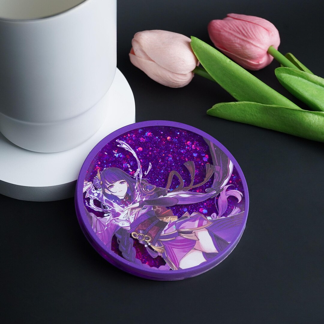 Genshin Impact Raiden Shogun Coaster Original Hand-painted Colorful ...