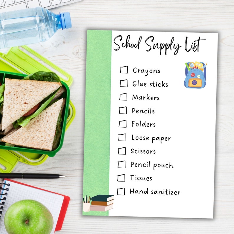 Set of 3 School Supplies Checklist | 3 Variations | School Essentials ...
