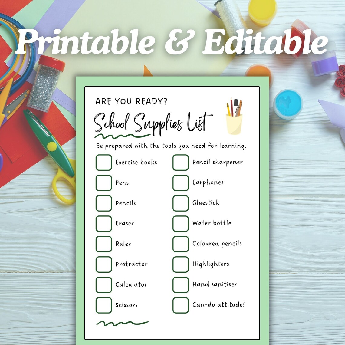 Set of 3 School Supplies Checklist | 3 Variations | School Essentials ...