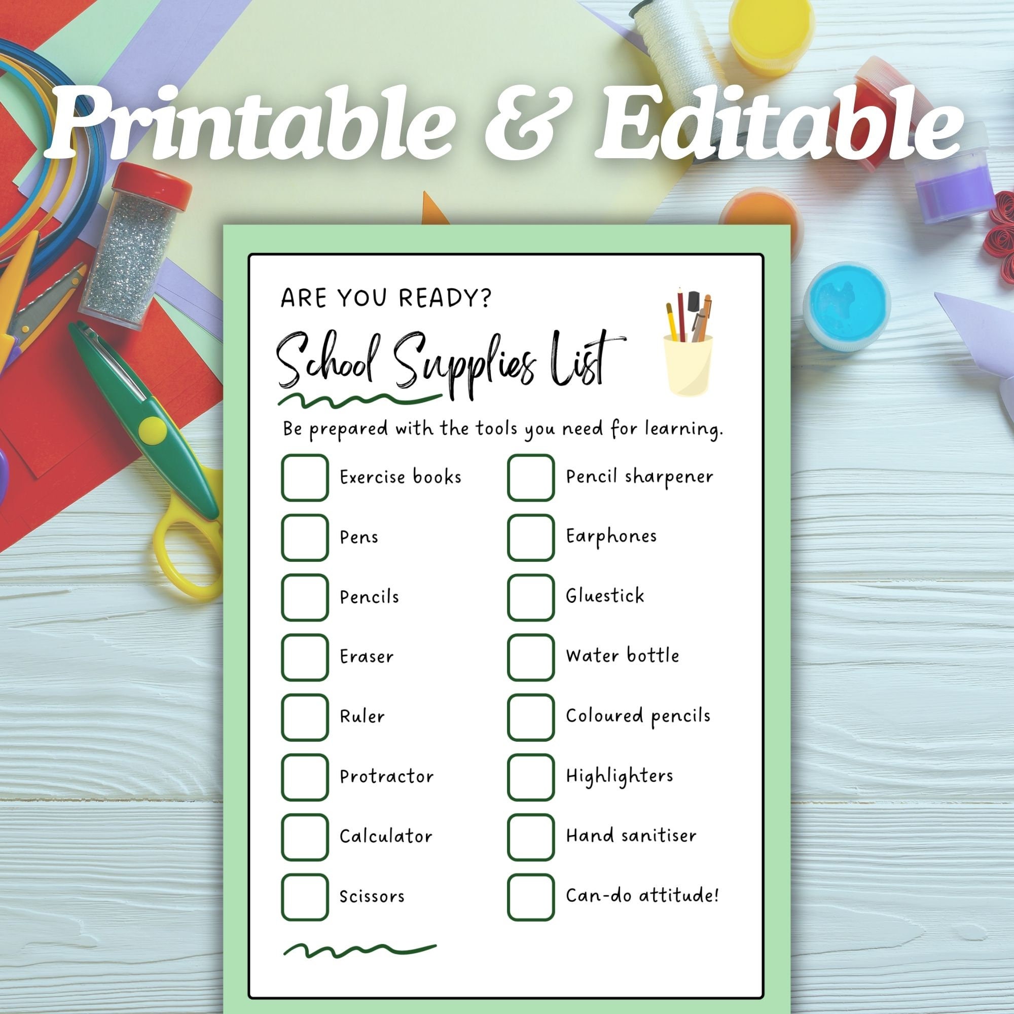 Set of 3 School Supplies Checklist | 3 Variations | School Essentials ...