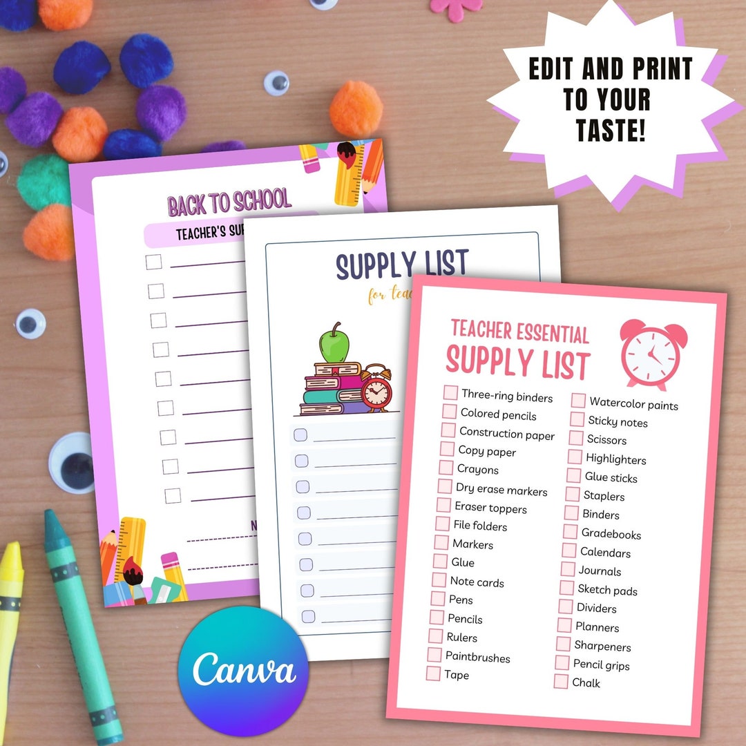 3 Teacher's School Supply List | Back to School Shopping List | School ...