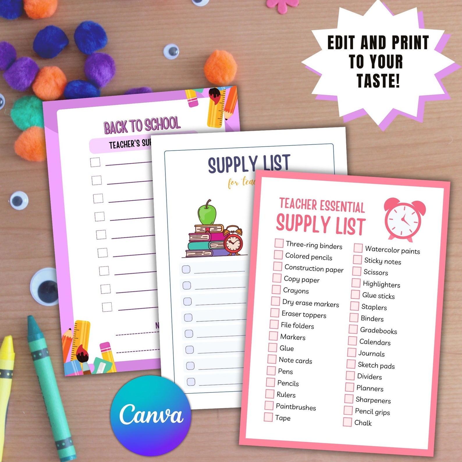 3 Teacher's School Supply List | Back to School Shopping List | School ...