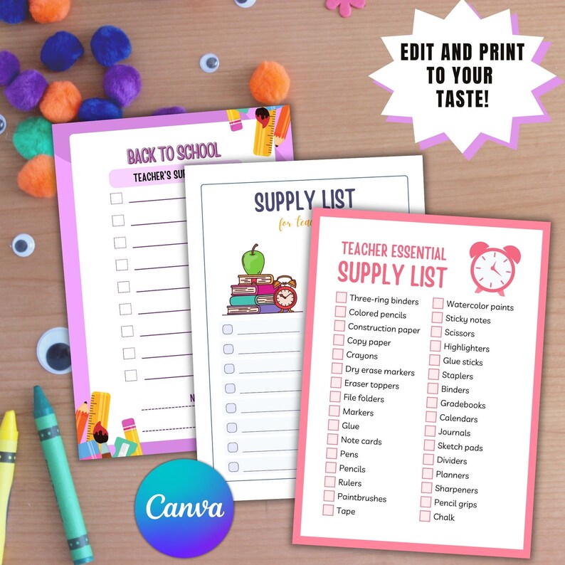 3 Teacher's School Supply List | Back to School Shopping List | School ...