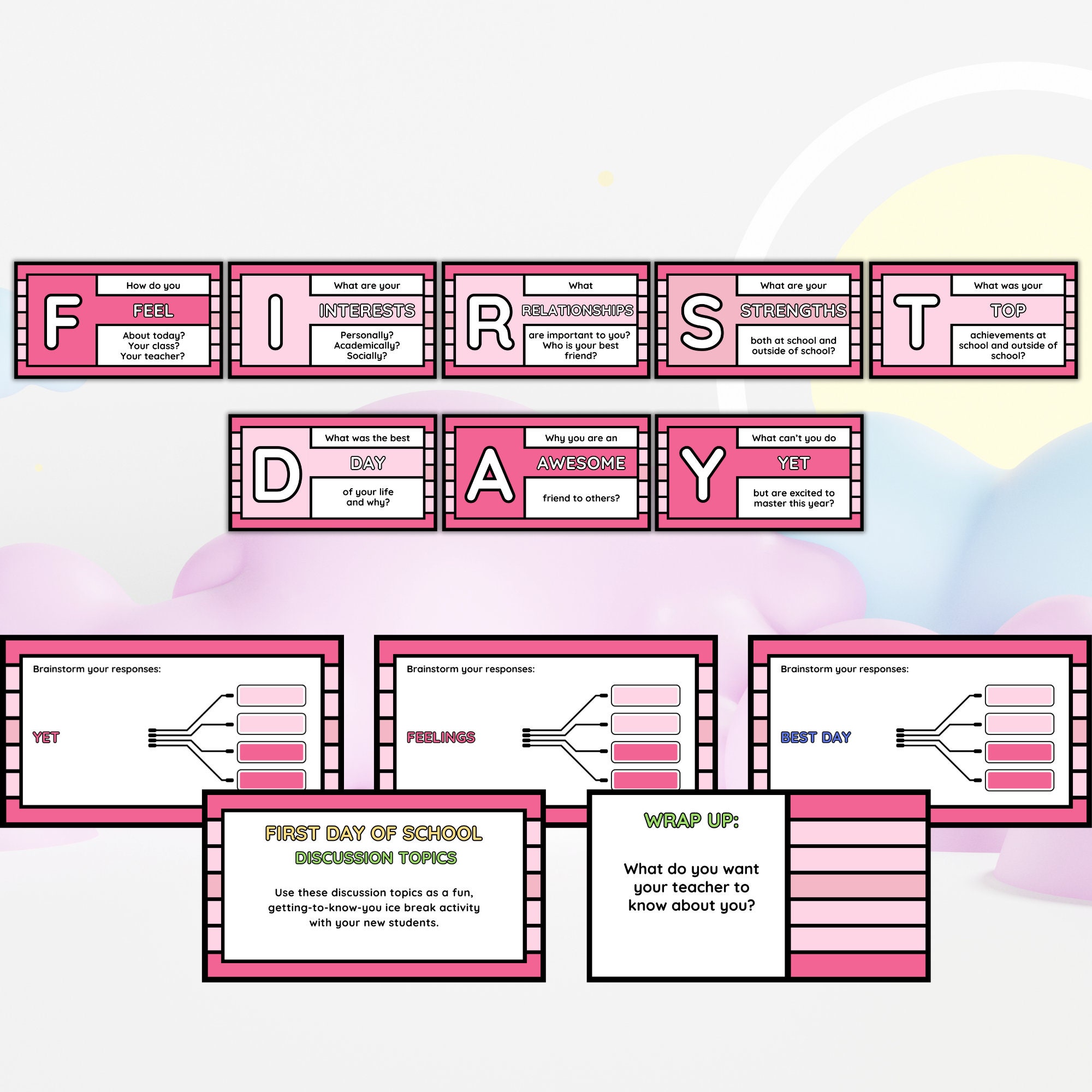 First Day of School Slide/presentation Template Feelings Worksheet Back ...