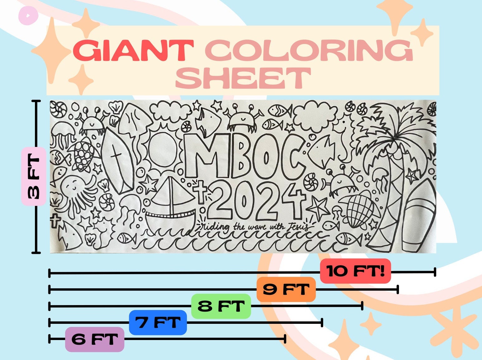 CUSTOM Giant Coloring Sheet/banner Perfect for Birthdays, Holidays ...