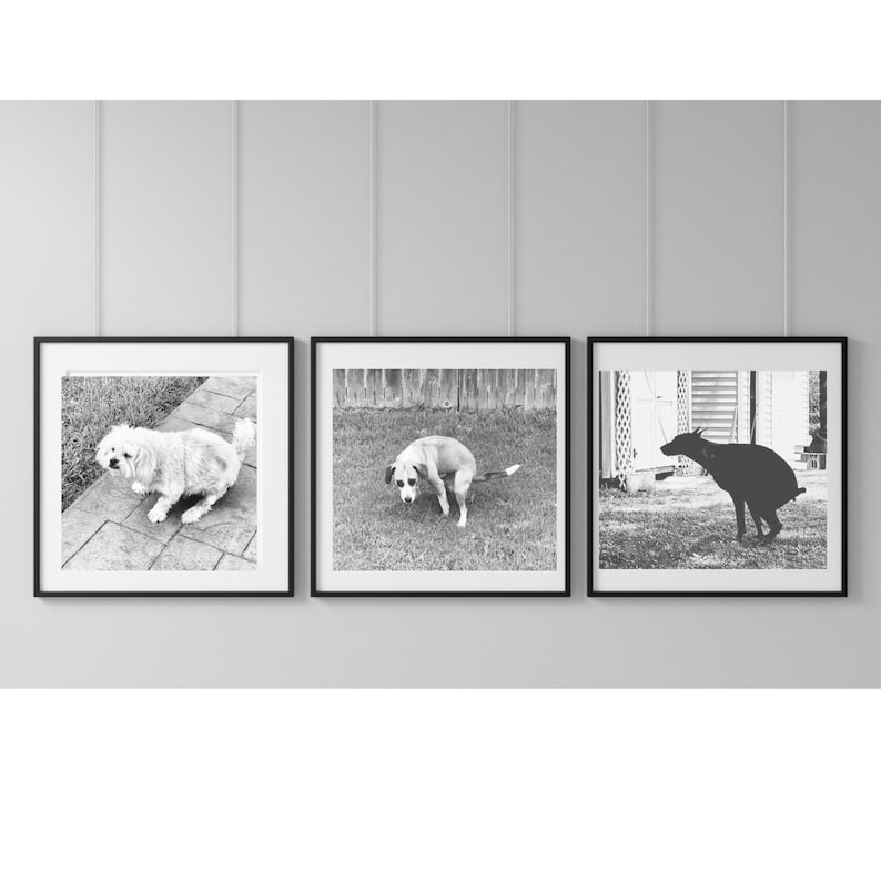 Funny Bathroom Dog Print, Wall Art for Bathroom, Set of Four Prints ...