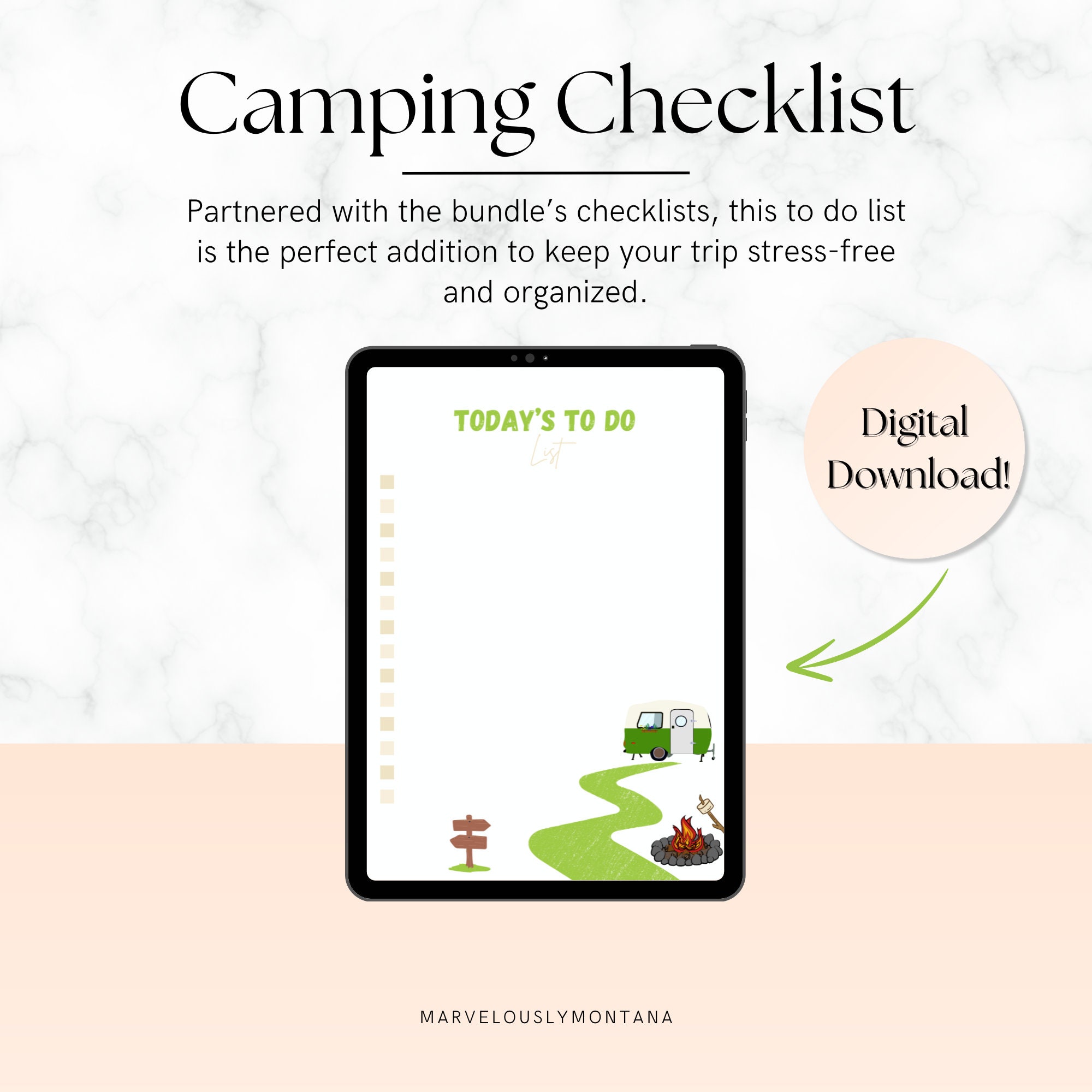 Printable Camping Trip Checklist Bundle With Canva Template Camper to ...