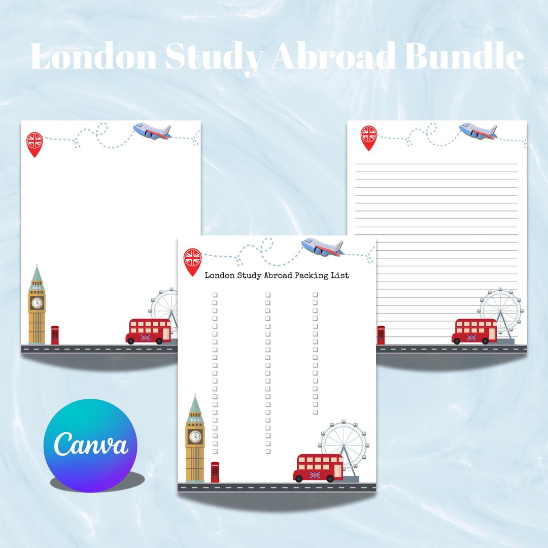 London Study Abroad Themed Checklist & Canva Template | Printable ...